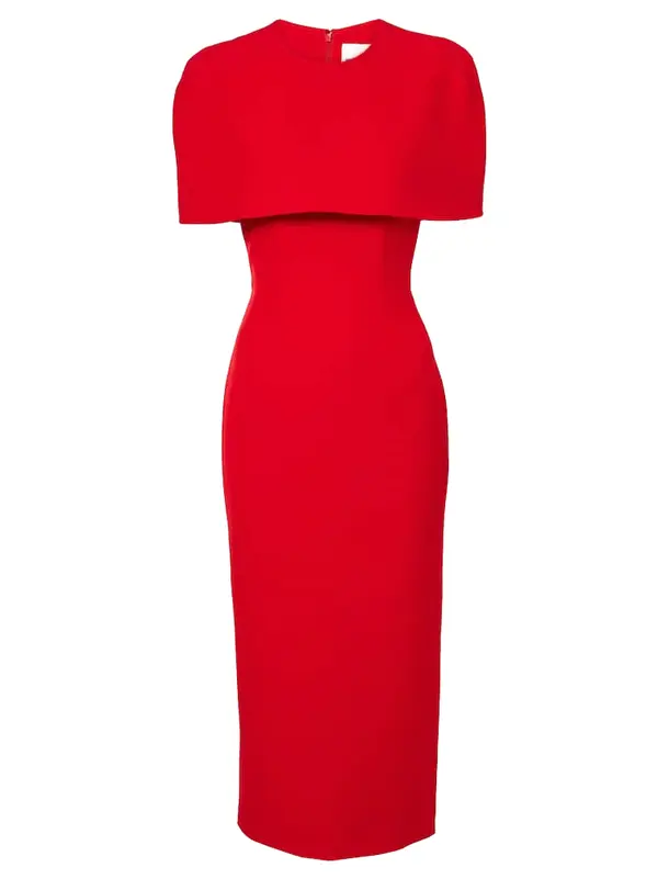 Roland Mouret Caped Crêpe Midi Dress - Red
