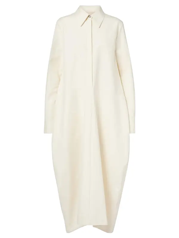 JIL SANDER Cotton Midi Shirt Dress - Beige