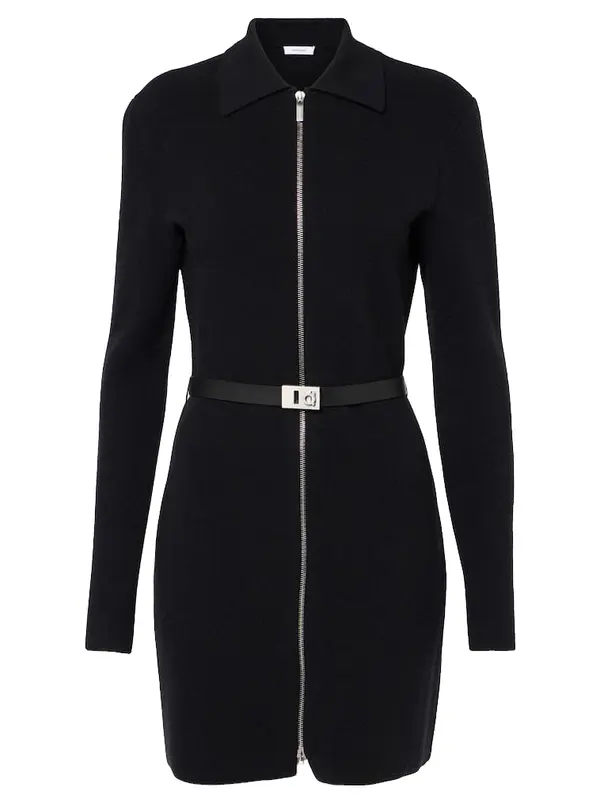 FERRAGAMO Zip-up Belted Shirt Dress - Black