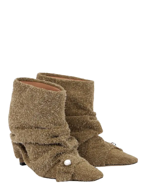 Attico Juno 95 Suede Ankle Boots - Beige