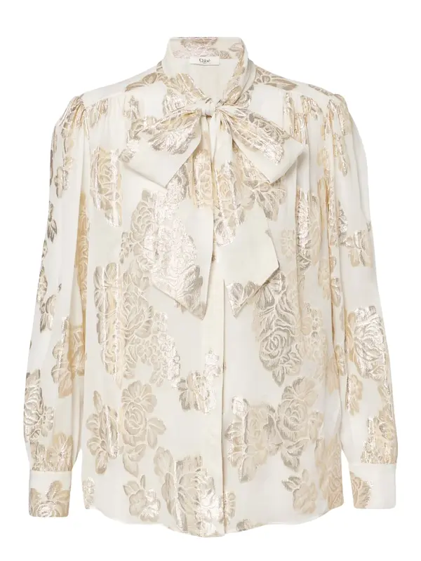 Chloé Floral Fil Coupé Silk-blend Lamé Blouse - White