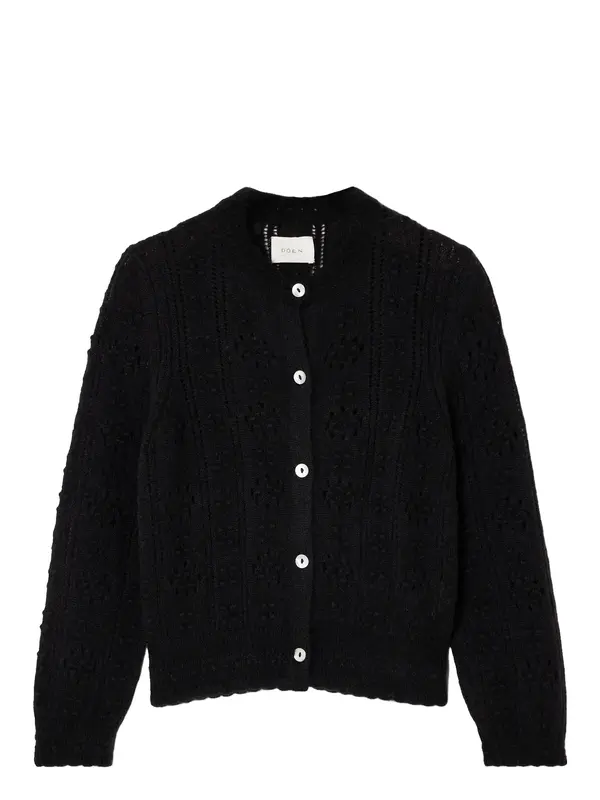 DÔEN Cassidy Pointelle-knit Alpaca-blend Cardigan - Black