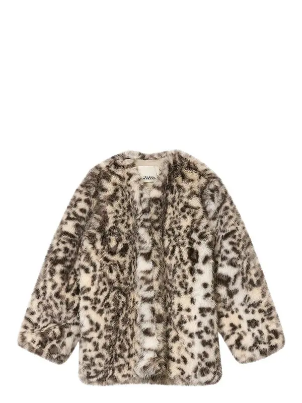Isabel Marant Aglae Faux Fur Coat - Ecru/black