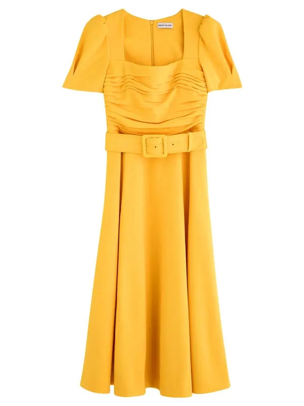 Rebecca Vallance Leona Belted Midi Dress - Yellow