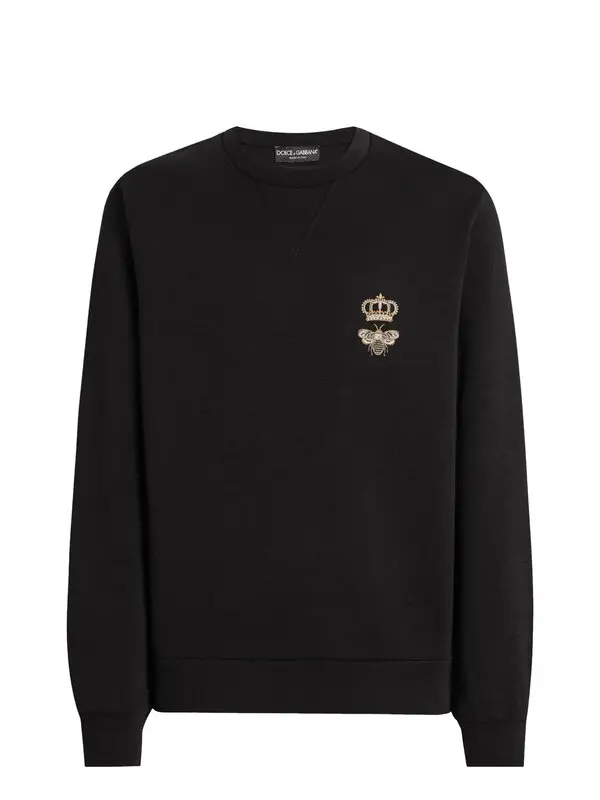 Dolce & Gabbana Cotton Jersey Sweatshirt With Embroidery - Black