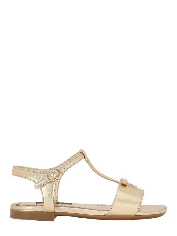 Dolce & Gabbana Foiled Leather Sandals - Gold