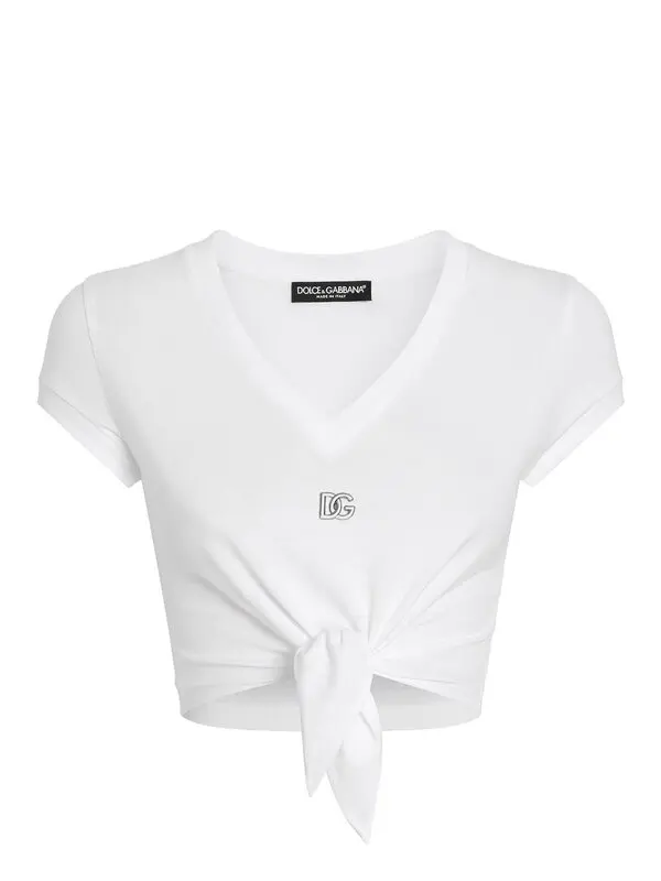Dolce & Gabbana Jersey T-shirt With Knot Detail - White