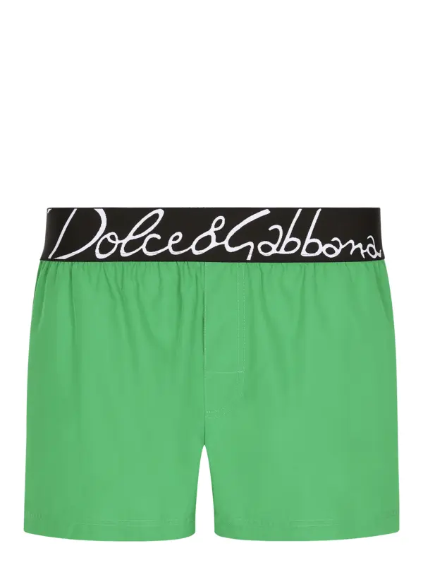 Dolce & Gabbana Short Swim Trunks With Logo - Green