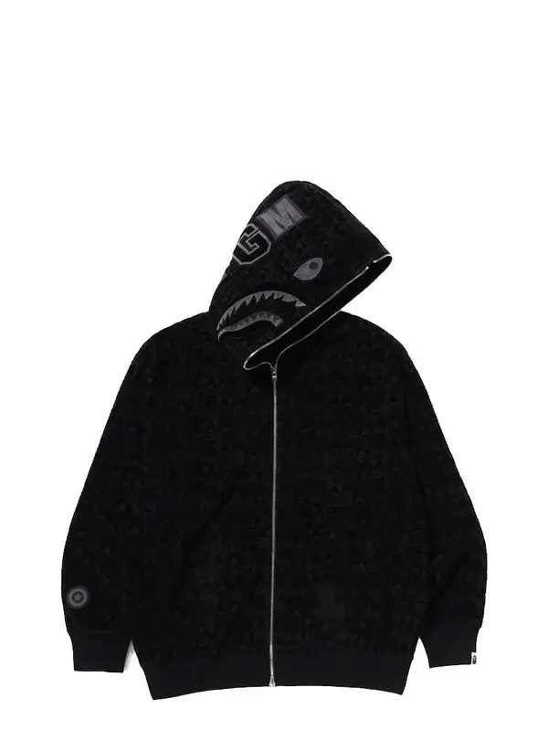 BAPE Lux Sport Pattern Shark Full Zip Hoodie - Black