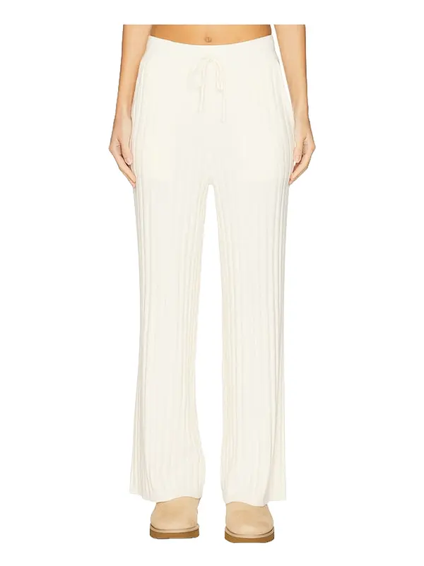 Varley Simeon Wide Rib Knit Trousers - Egret