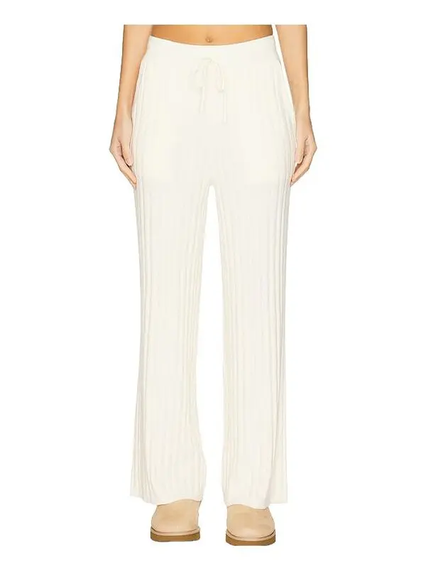 Varley Simeon Wide Rib Knit Trousers - Egret