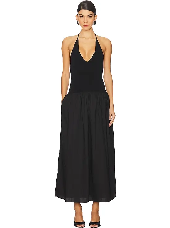 Shona Joy Aliah Halter Midi Dress - Black