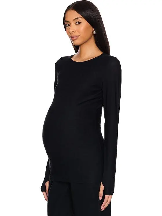 Beyond Yoga Featherweight Count On Me Maternity Crew Pullover Top - Darkest Night