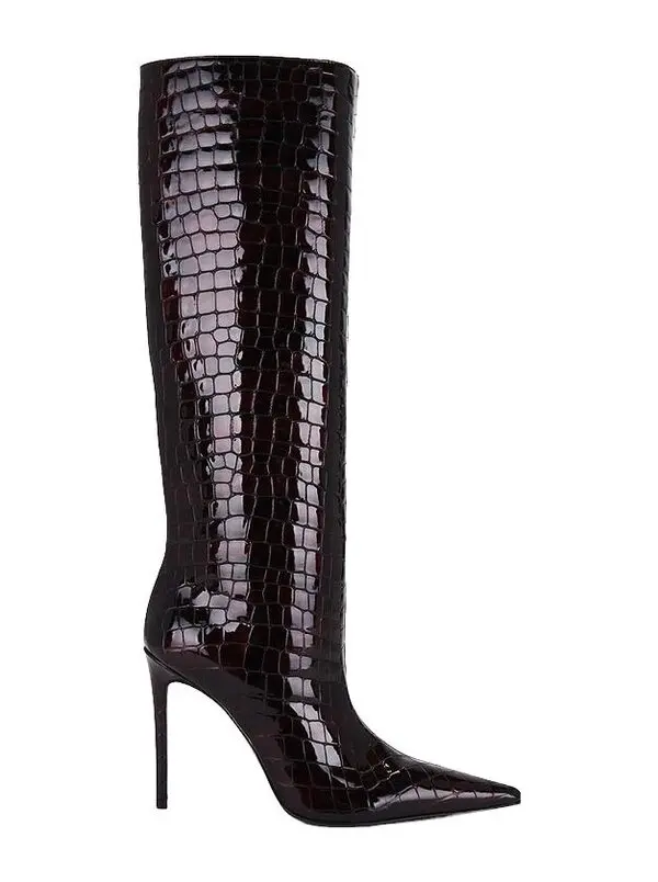 Retrofete Lyra Leather Boots - Burgundy Croco