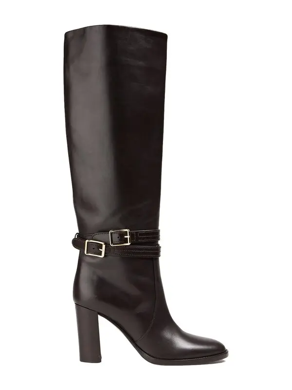 GIANVITO ROSSI Leather Knee Boots - Dark Brown