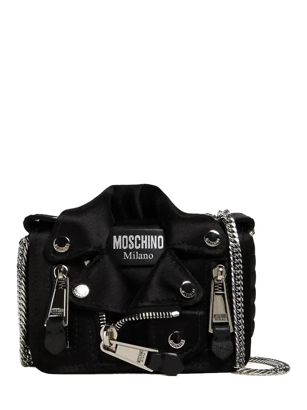 Moschino Biker Embellished Shoulder Bag - Black
