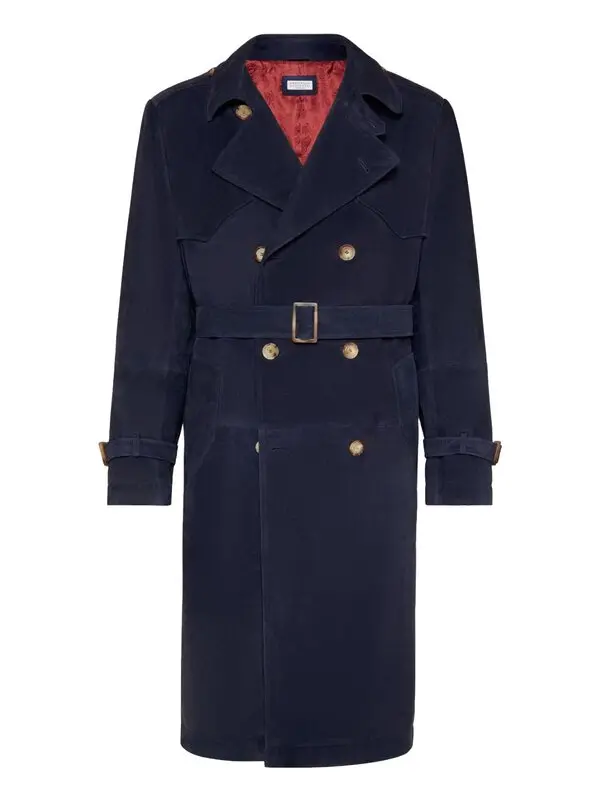 Brunello Cucinelli Suede Trench Coat - Blue