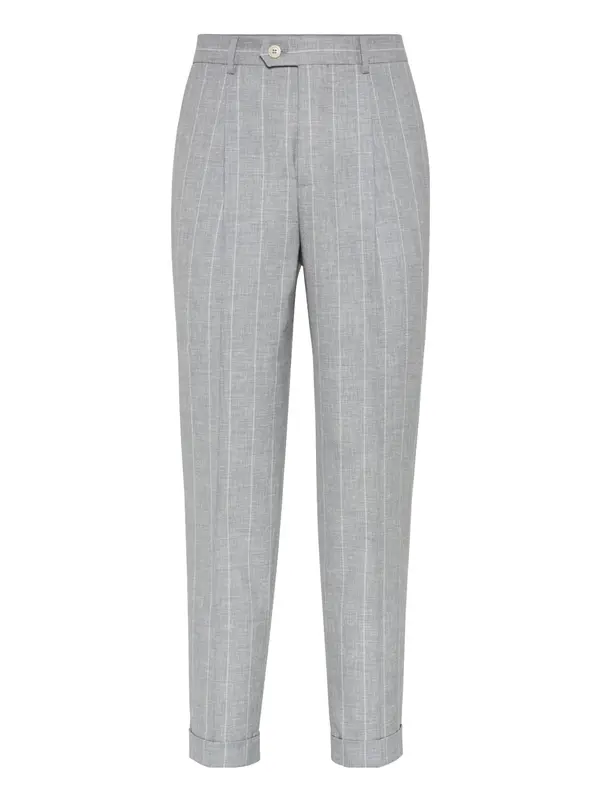 Brunello Cucinelli Striped Tailored Trousers - Grey