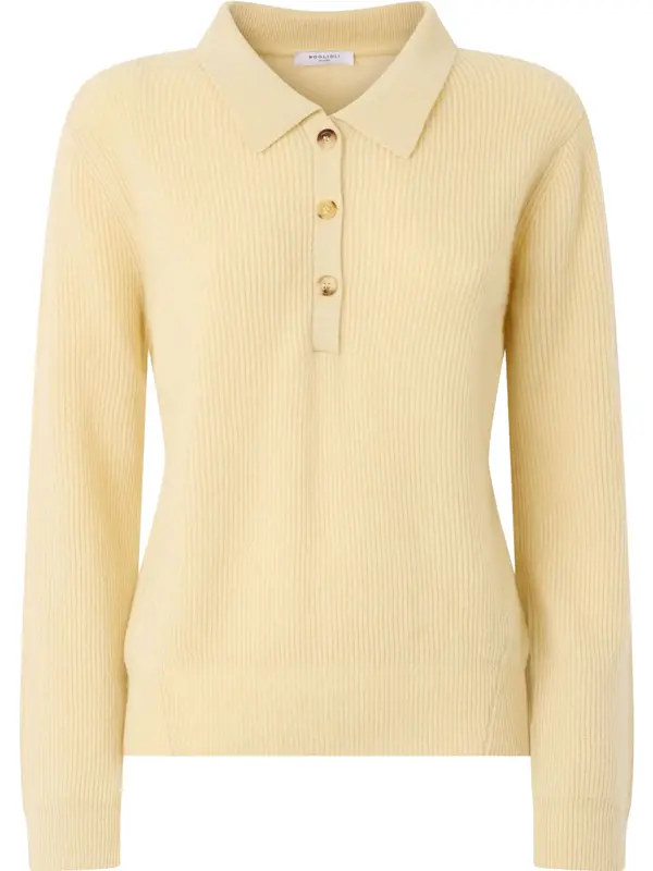 Boglioli Ribbed Cashmere Polo - Yellow
