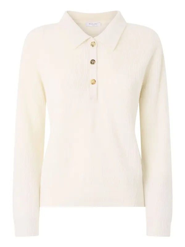 Boglioli Ribbed-knit Cashmere Polo Top - White