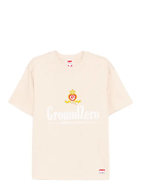 GROUND ZERO Logo Print T-shirt - Neutrals