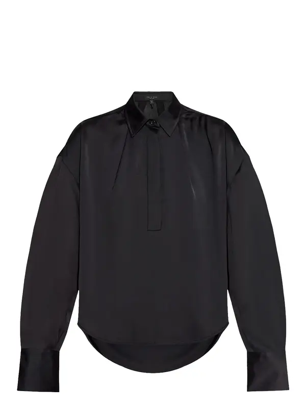 Rag & Bone Long-sleeve Polo Top - Black