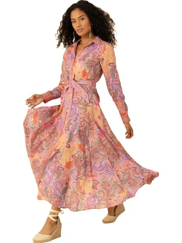 Hale Bob Clementine Linen Maxi Dress - Blue