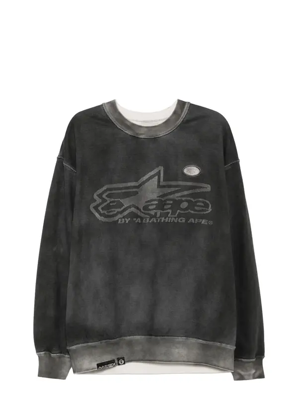 AAPE BY *A BATHING APE Logo Washed Sweatshirt - Black