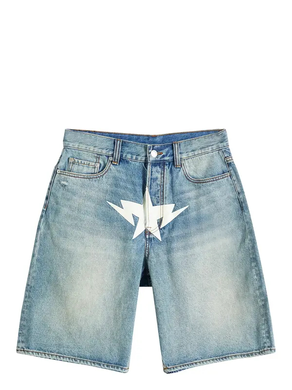 A BATHING APE Twin Star Denim Shorts - Light Indigo