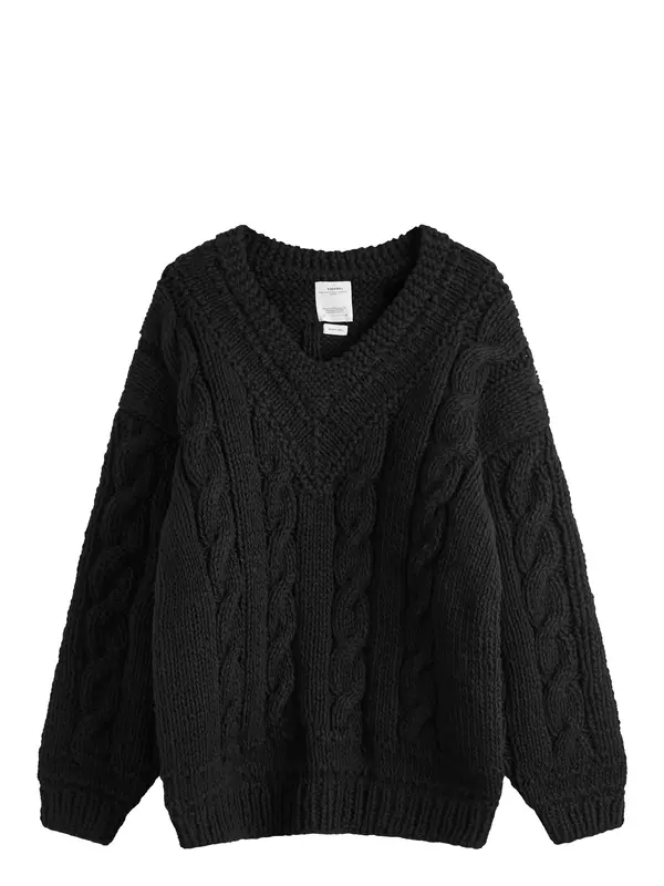 Visvim V-collegium Hand-knit Sweater - Black