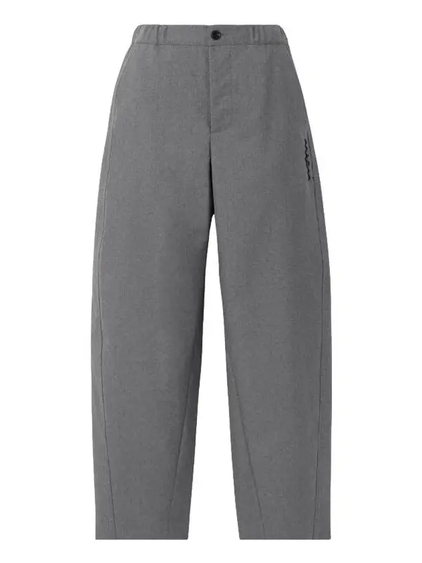 Marni Cropped Embroidered Wool Pants - Gray