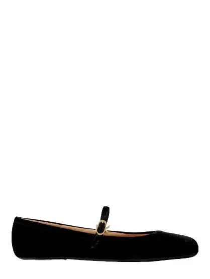 GIANVITO ROSSI Carla Velvet Mary Jane Ballet Flats - Black