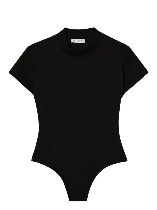 Alaïa Embroidered Stretch-cotton Jersey Bodysuit - Black