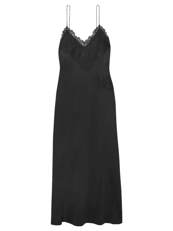 RÓHE Lace-trimmed Silk-twill Maxi Dress - Black