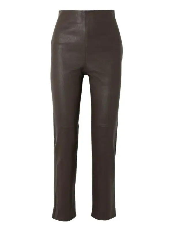 RÓHE Leather Slim-leg Trousers - Brown