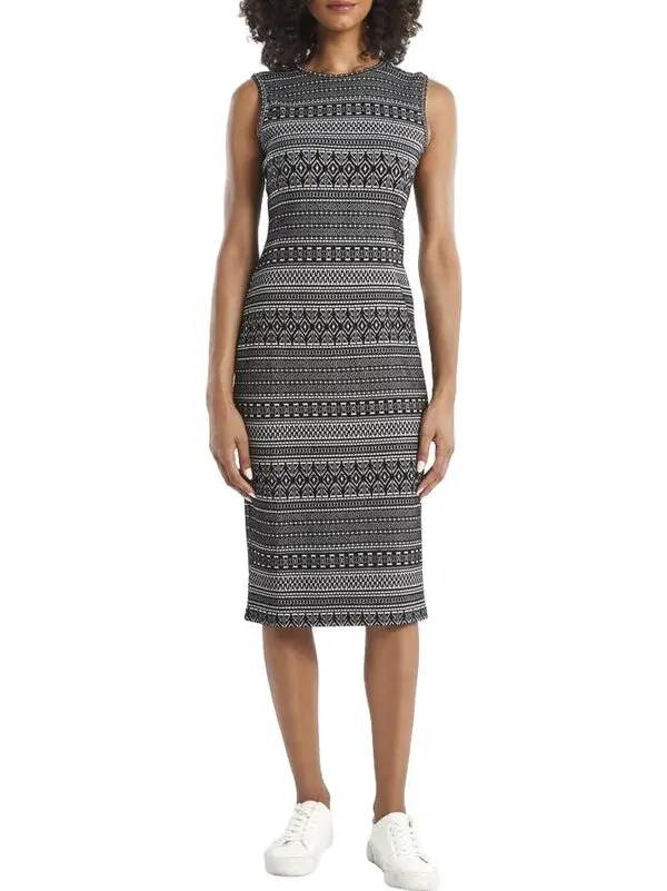 CAPSULE 121 Printed Sheath Dress - Black With Ivory