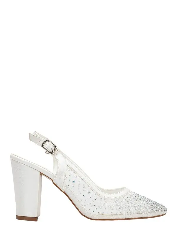 FOREVER & ALWAYS SHOES Monique Lace Slingback Pumps - Ivory