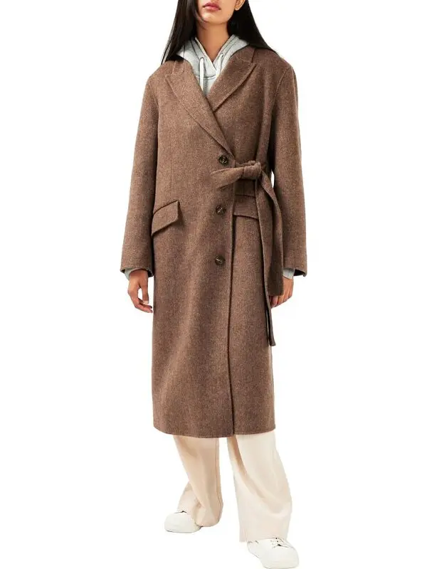 BELLE & BLOOM Side-tie Wool-blend Coat - Walnut