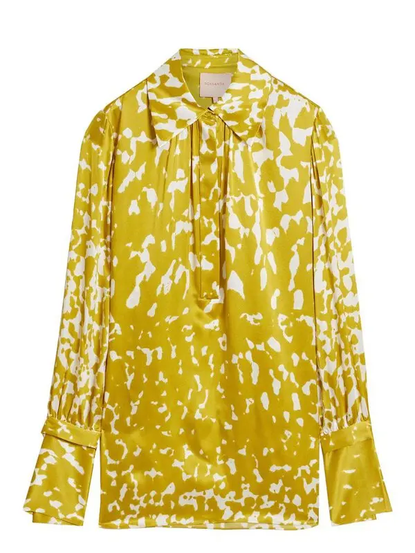 ROKSANDA Printed Silk-satin Top - Mustard