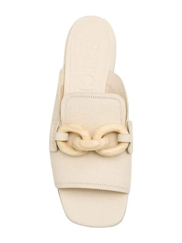 PEDRO GARCIA Enna Leather Loafer Mules - Ivory