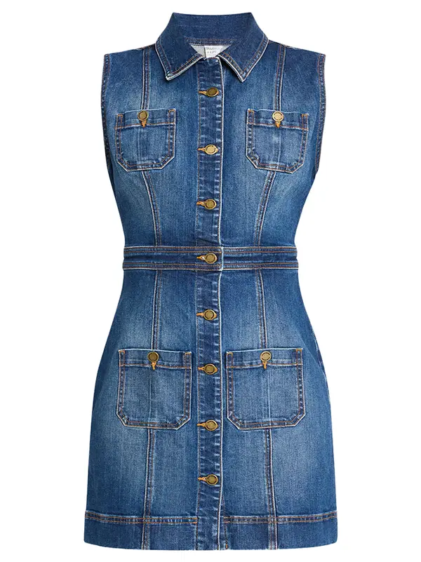 Ramy Brook Katalina Sleeveless Denim Mini Dress - Medium Wash