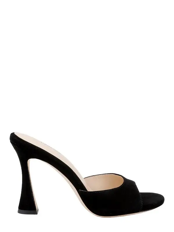 L'Agence Avery High Heel Slide Sandals - Black Suede