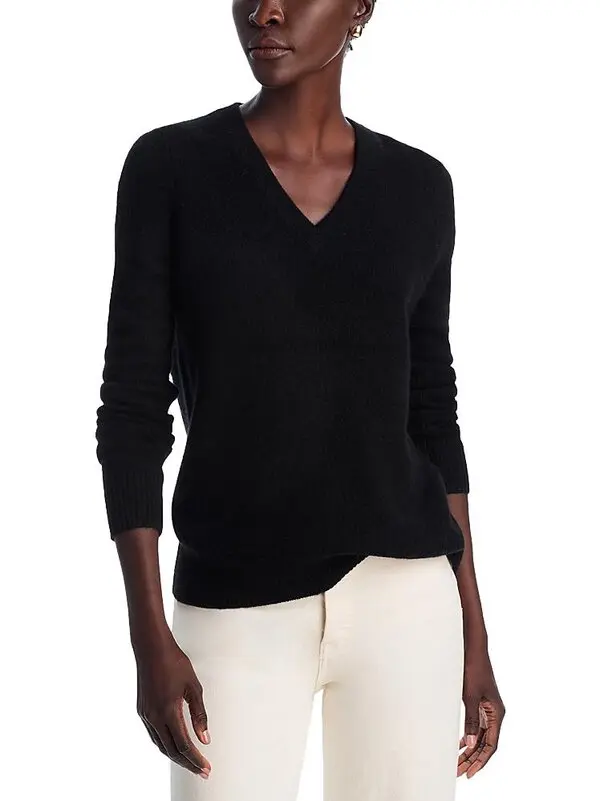 Bloomingdale'S C Exclusive V-neck Cashmere Sweater - Black