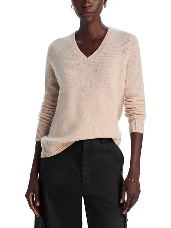 Bloomingdale'S C Exclusive V-neck Cashmere Sweater - Heather Oatmeal