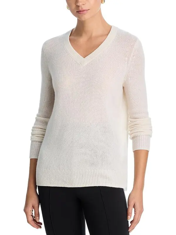 Bloomingdale'S C Exclusive V-neck Cashmere Sweater - Ivory