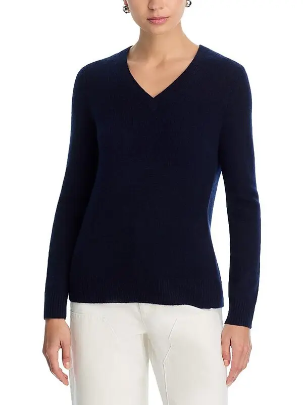 Bloomingdale'S C Exclusive V-neck Cashmere Sweater - Navy