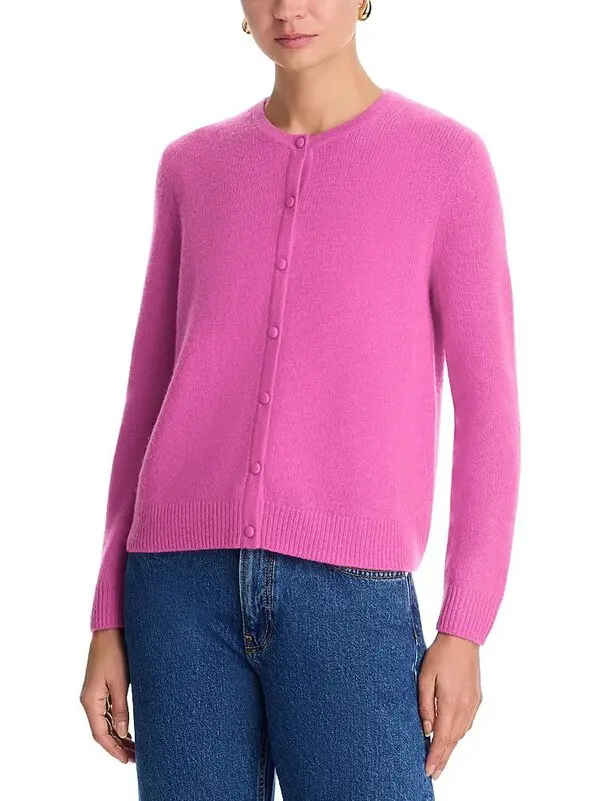 Bloomingdale'S C Crewneck Cardigan Sweater - Candy Pink
