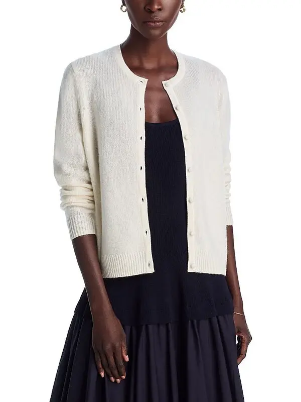 Bloomingdale'S C Crewneck Cardigan Sweater - Ivory