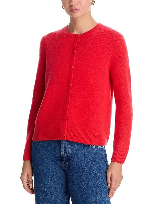 Bloomingdale'S C Crewneck Cardigan Sweater - Poppy Red
