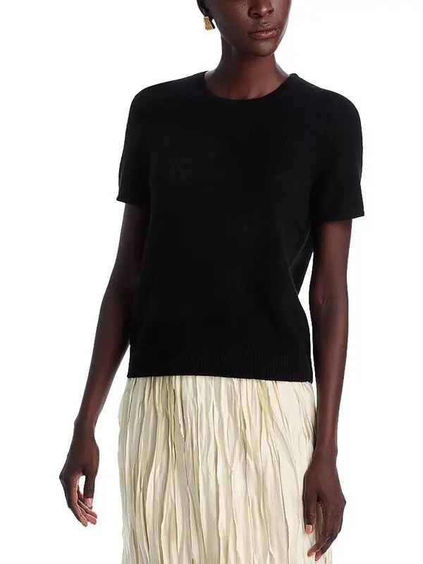 Bloomingdale'S C Exclusive Cashmere Short Sleeve Shell Top - Black